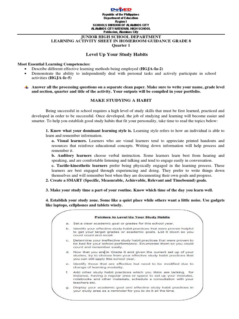 Grade 8 HGP Activity Sheet Q1 2022 2023 | PDF | Disciplines | Learning