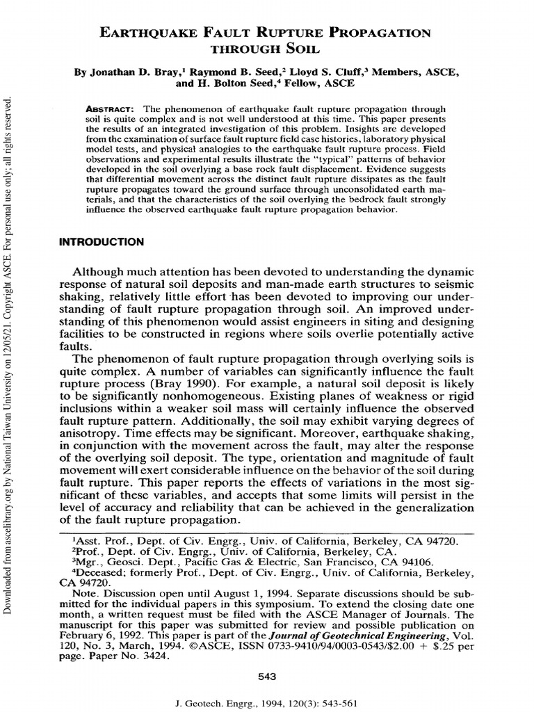 Earthquake Fault Rupture Propagation Through Soil | PDF | Fault (Geology) | Earthquakes