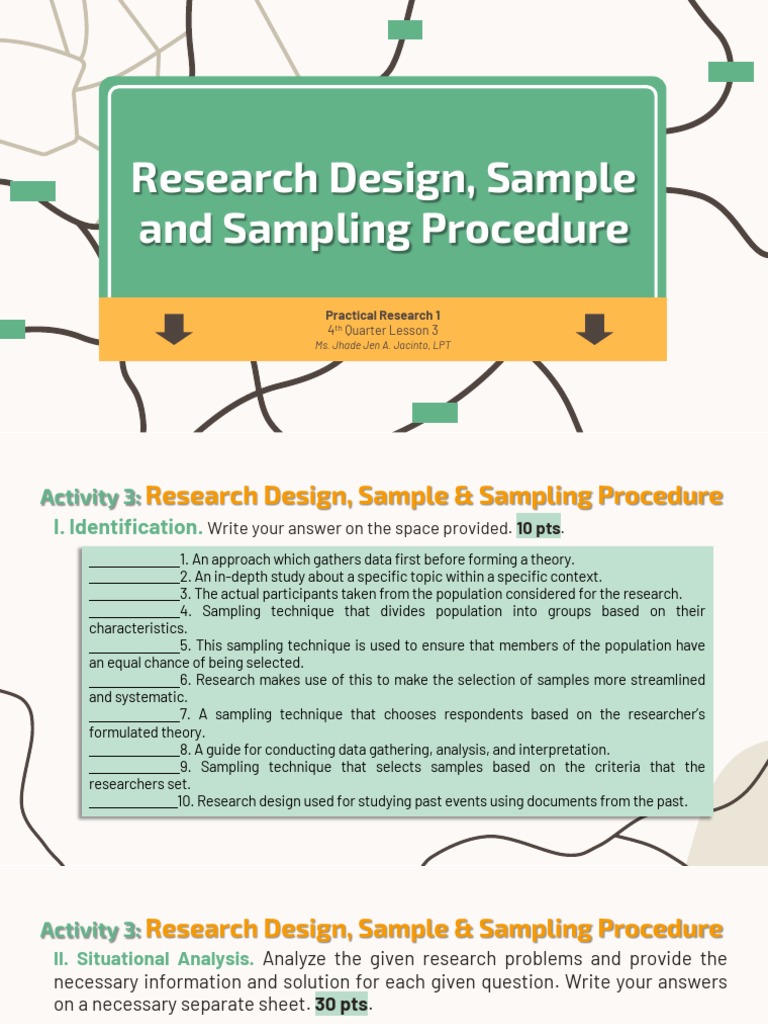 4th Quarter Lesson 3 Research Design, Sample & Sampling Procedure | PDF ...