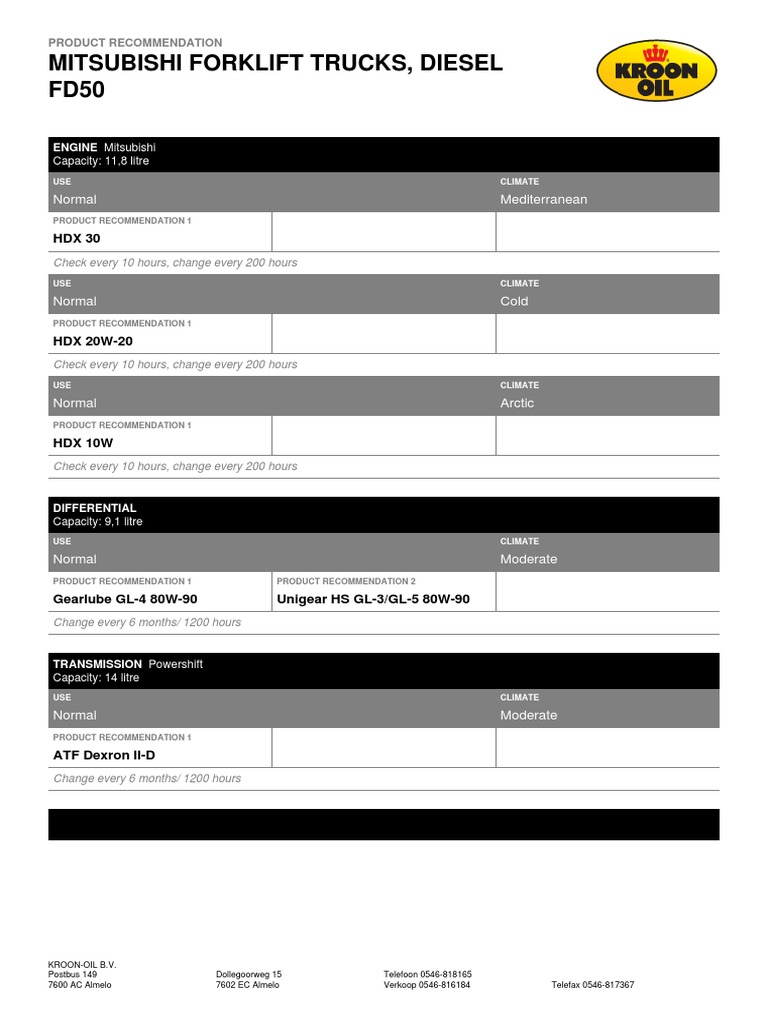 TCM 5ton FD50t Oil Type | PDF | Manufactured Goods | Vehicles