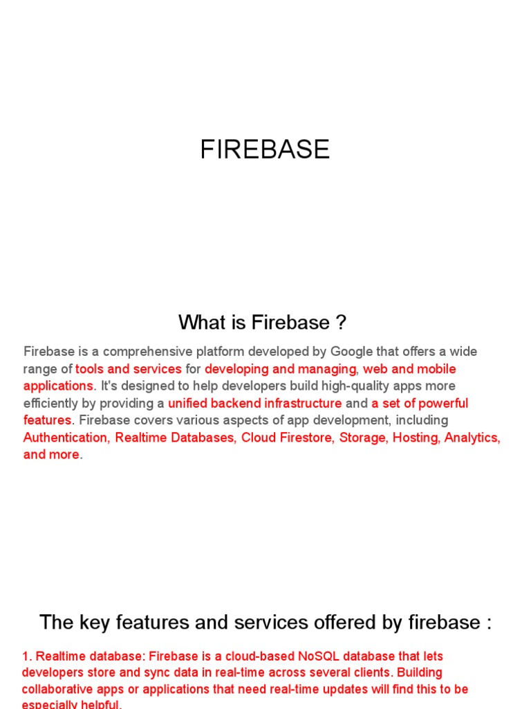 FIREBASE Edited Presentation | Download Free PDF | Databases | No Sql FIREBASE Edited Presentation | Download Free PDF | Databases | No Sql