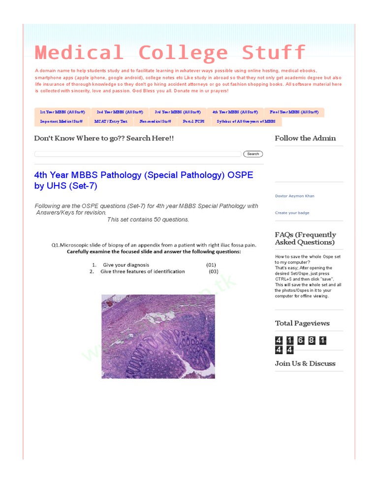 Medical College Stuff 4th Year MBBS Pathology (Special Pathology) OSPE ...