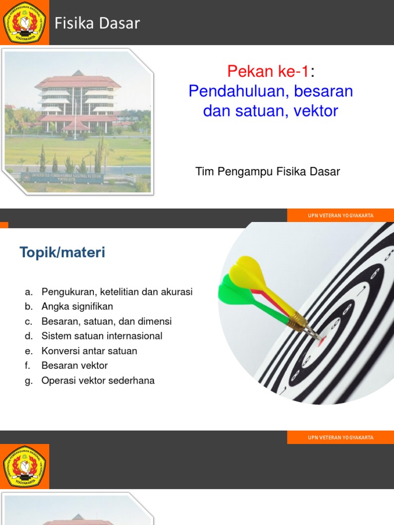 Minggu-Ke-1 Pendahuluan, Besaran, Satuan, Vektor - Spada | PDF