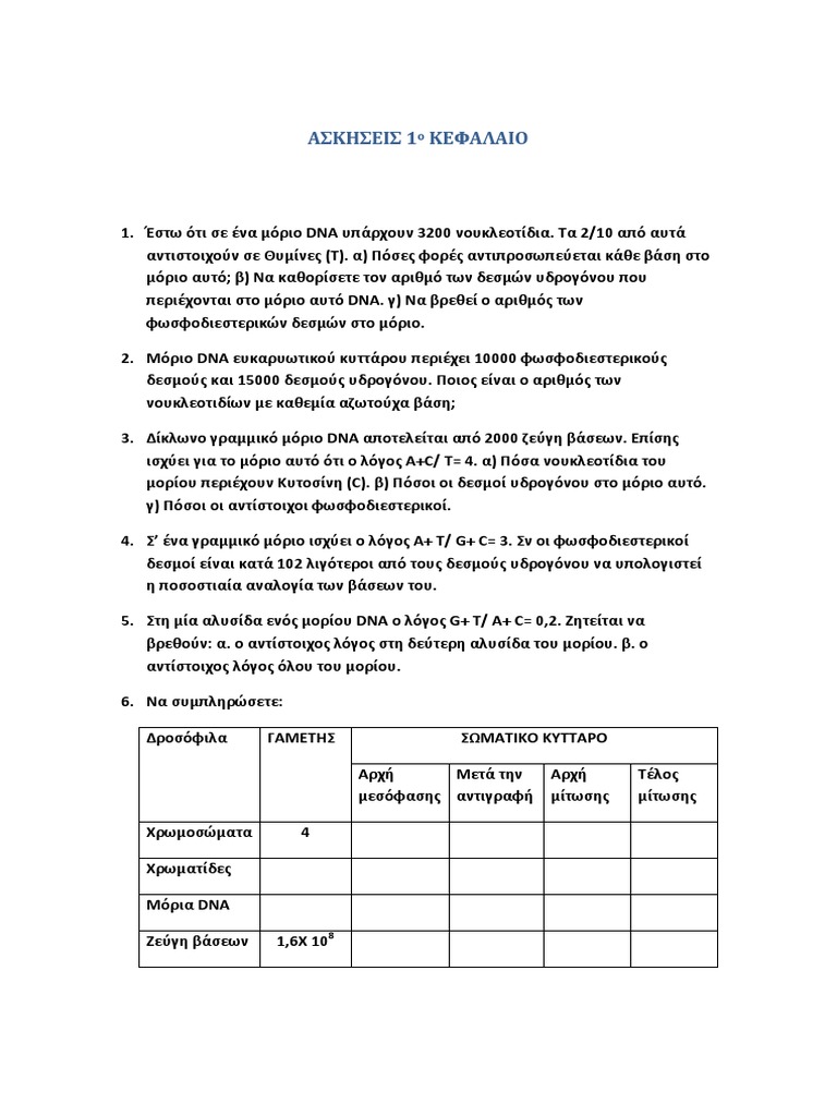 ΑΣΚΗΣΕΙΣ 1ο ΚΕΦΑΛΑΙΟ | PDF