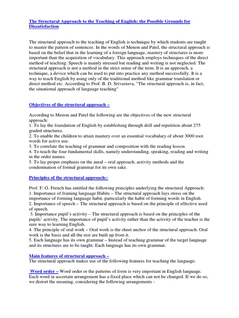 The Structural Approach To The Teaching of English | PDF | Linguistics ...