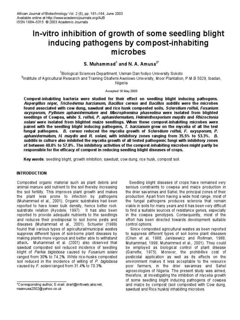 Báo-Invitro Inhibition of Growth of Some Seedling Blight Inducing ...