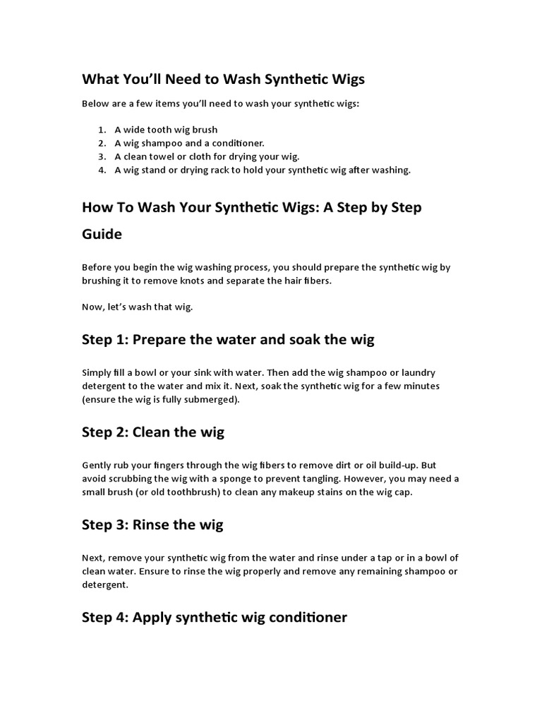 How To Wash Your Synthetic Wigs | PDF | Wig | Shampoo