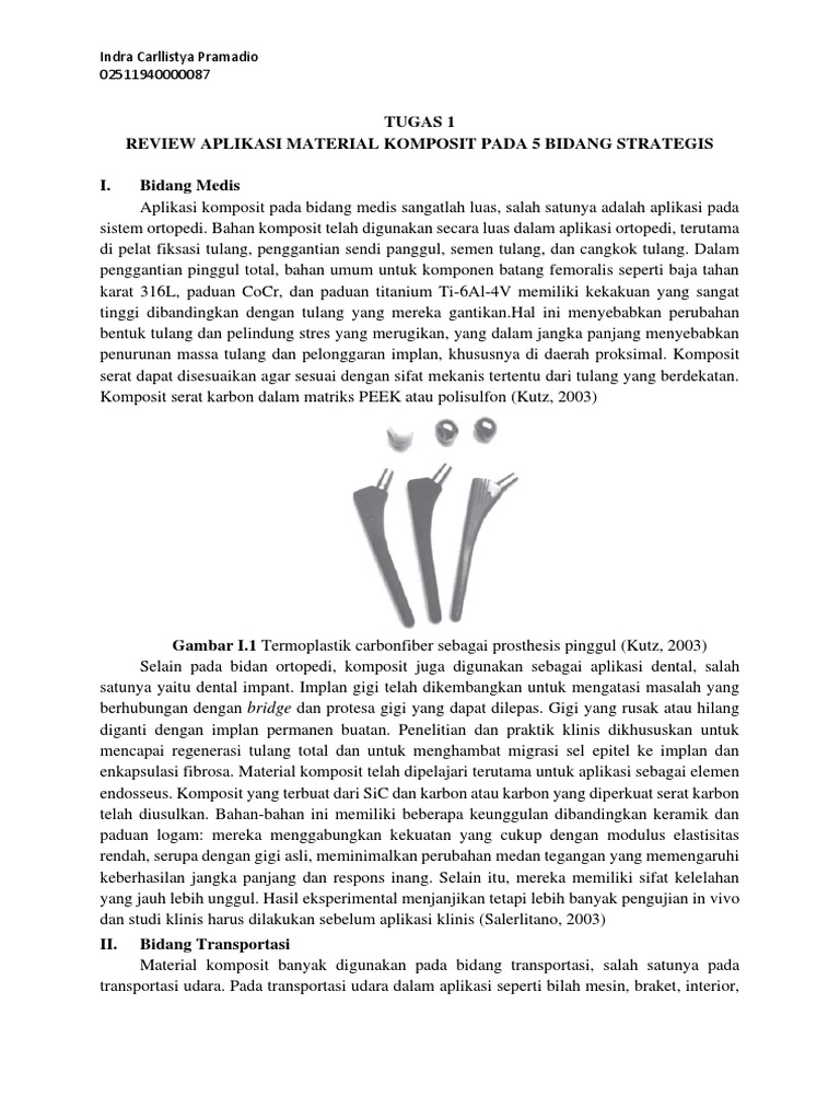 Tugas Komposit - Indra Carllistya Pramadio - 02511940000087 - Tugas 1 Komposit | PDF