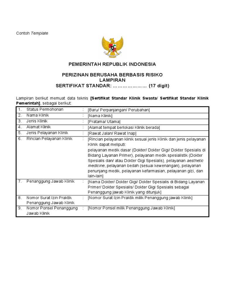 #1-Contoh Template Lampiran Data Teknis SS Klinik-23122021 | PDF