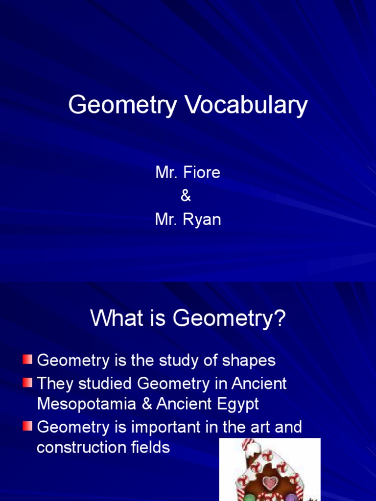 Math Geometry Vocabulary | PDF | Angle | Vertex (Geometry)