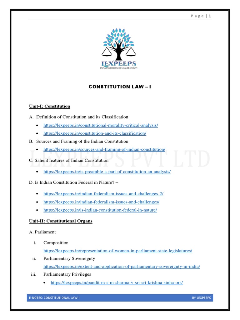 E-Notes - Constitutional Law-I-1 | PDF | Constitution | Common Law