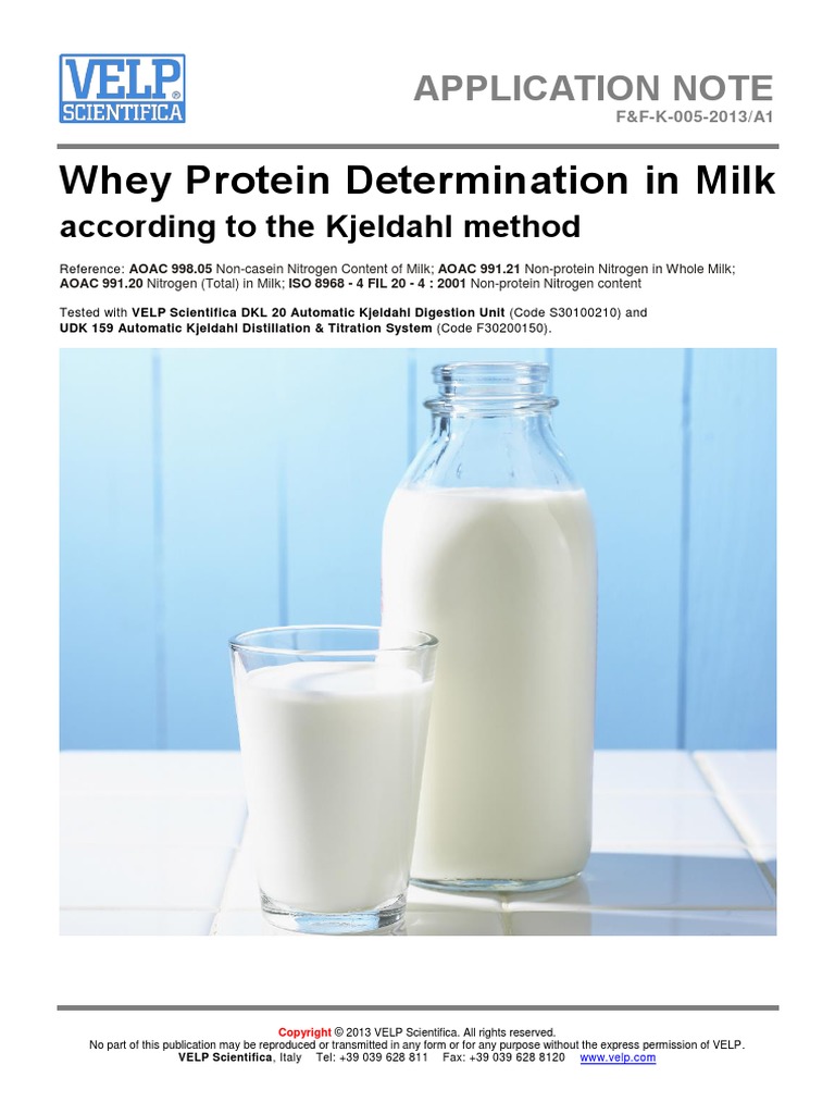Whey Protein Determination in Milk 206206 | PDF | Milk | Materials