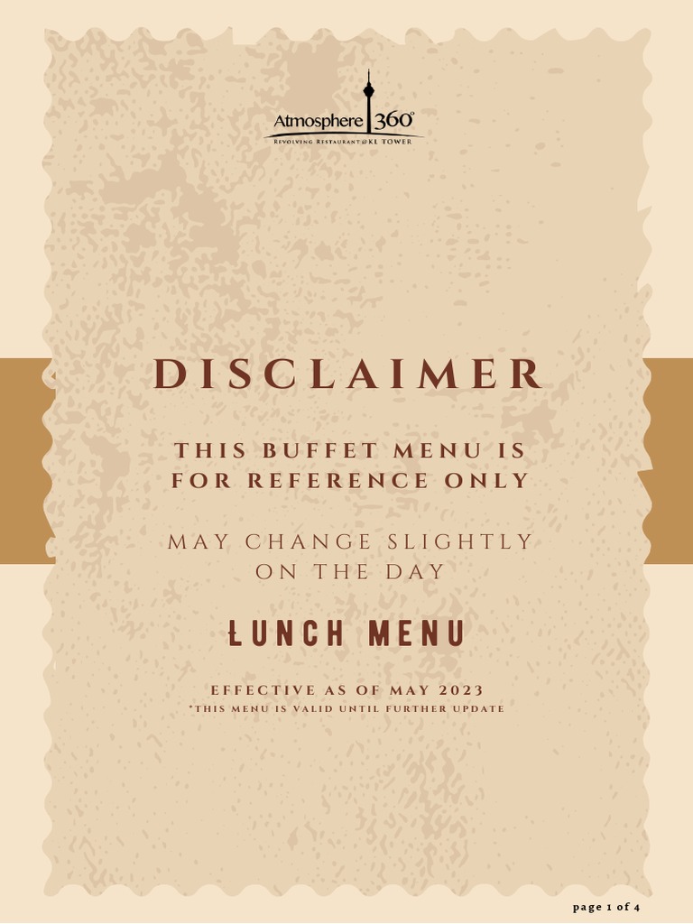 Atmosphere 360 Lunch Buffet Menu | PDF | Salad | Pickling