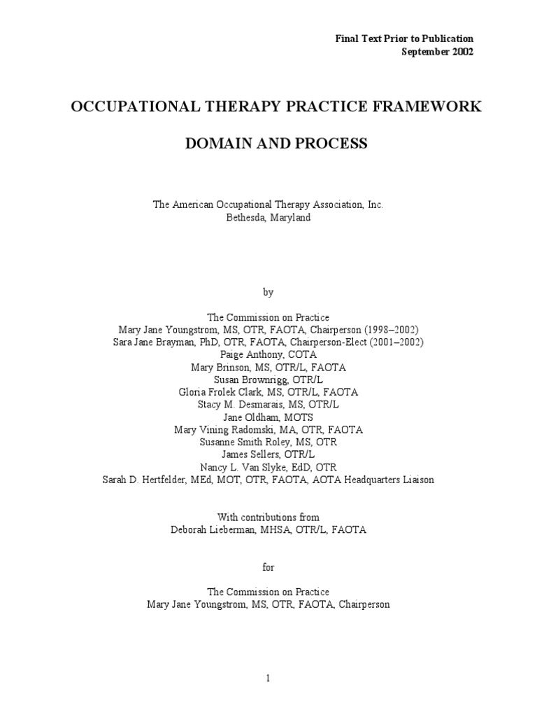 Otpf 1 | PDF | Occupational Therapy | Psychotherapy