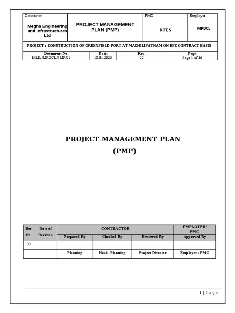 Project Management Plan - MEIL-MPDCL | PDF | Project Management ...