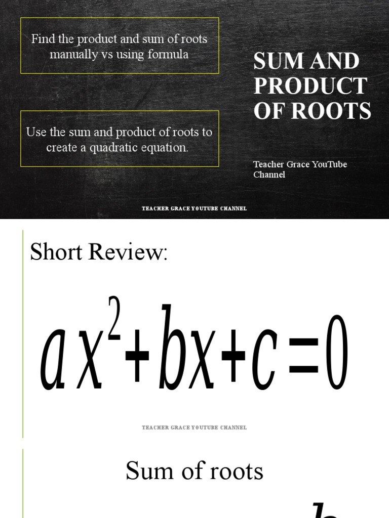 Sum and Product of Roots Explained | PDF | Wellness