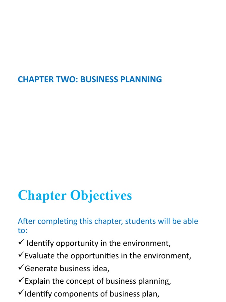 Chapter Two New | PDF | Entrepreneurship | Business Plan