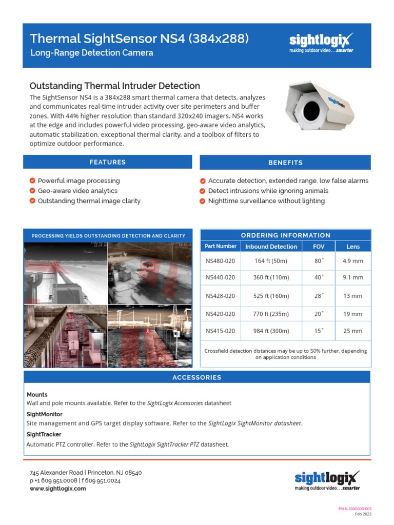 SightLogix SightSensor NS4 Datasheet | PDF | Camera | Sensor