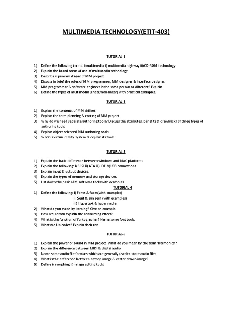 Multimedia Technology Tutorials | PDF | Multimedia | Data Compression