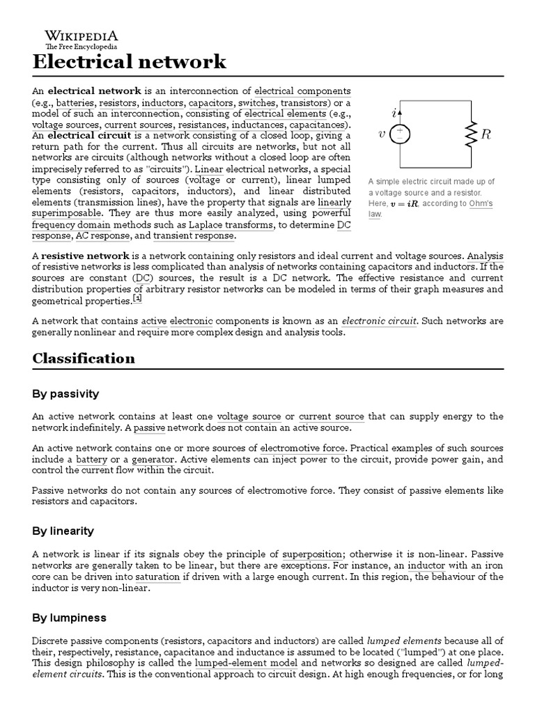 Electrical Network - Wikipedia | PDF | Electrical Network | Physical ...