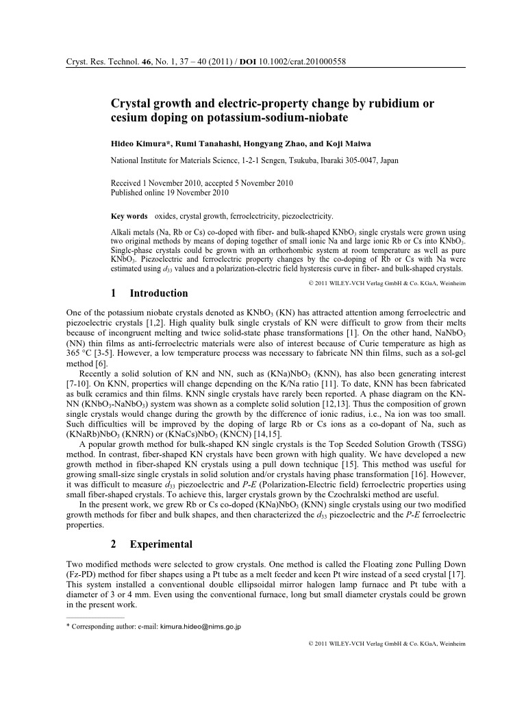 Crystal Research and Technology - 2010 - Kimura - Crystal Growth and ...
