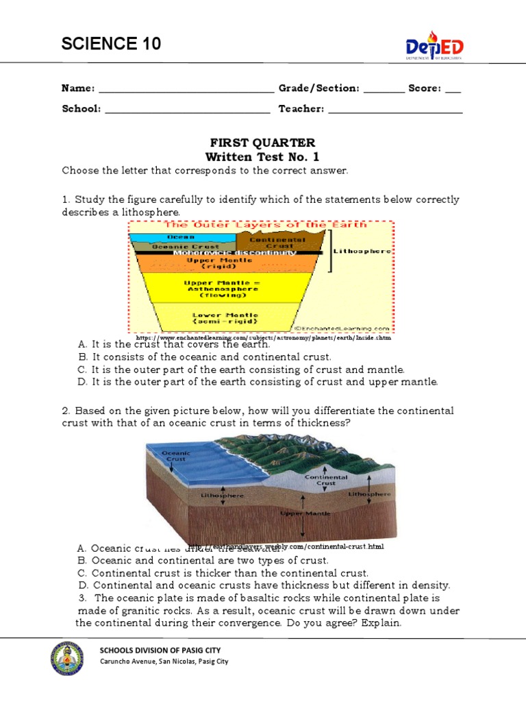 Written Work 1 Q1 Science 10 | PDF | Plate Tectonics | Seismology