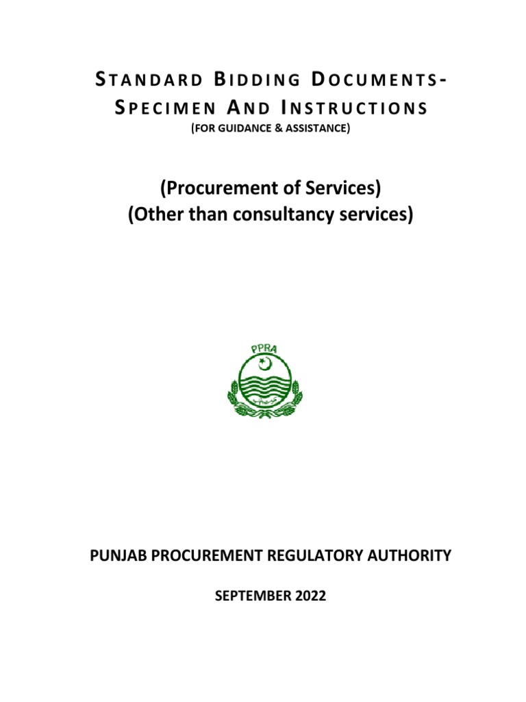 Standard Bidding Documents for Services | PDF | Procurement ...