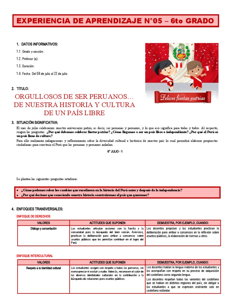 6° Grado - Experiencia de Aprendizaje N°05 | PDF | Números | Exponenciación