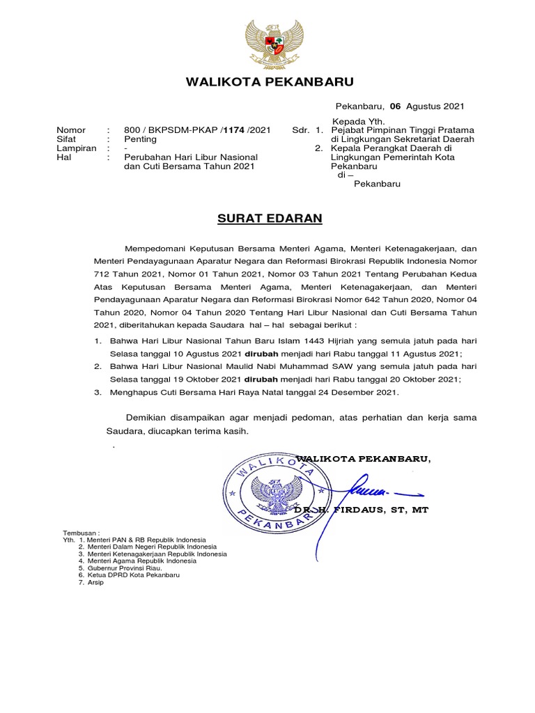 Surat-Edaran-Walikota-Libur Nataru | PDF | Sains & Matematika