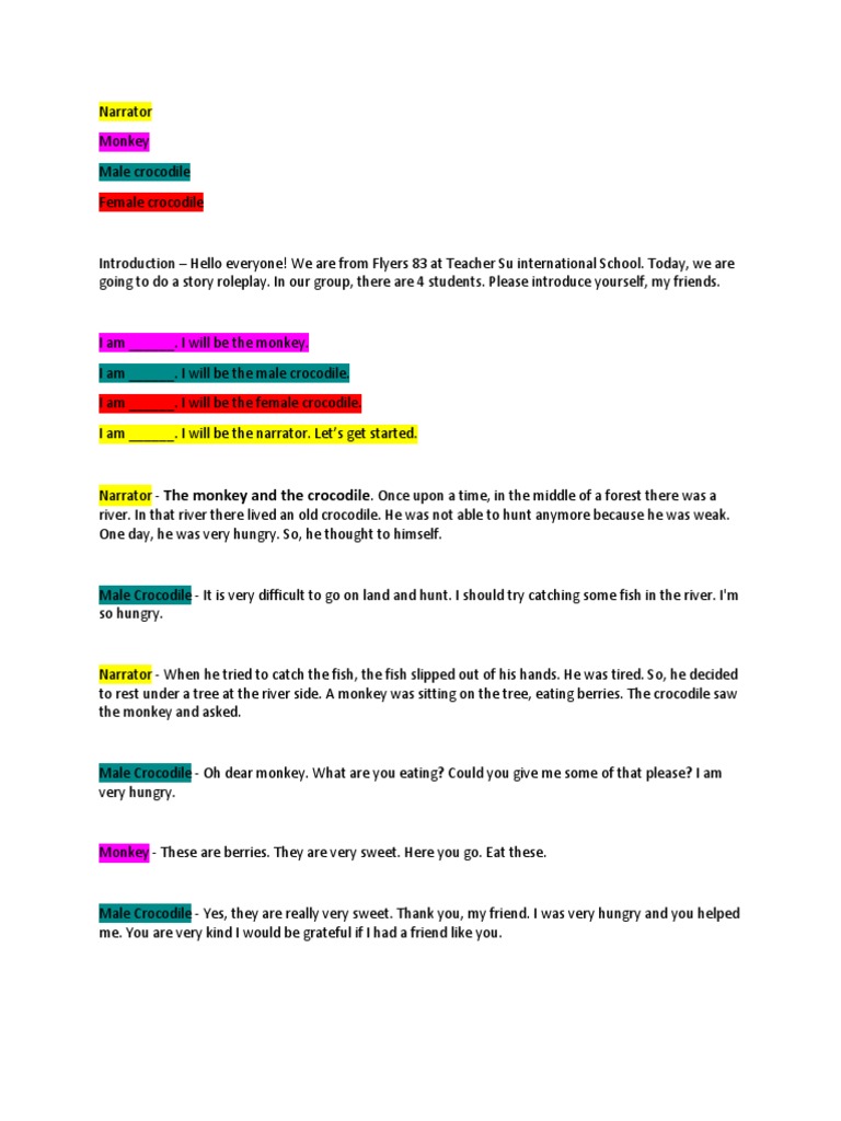 Story Role Play Final | PDF