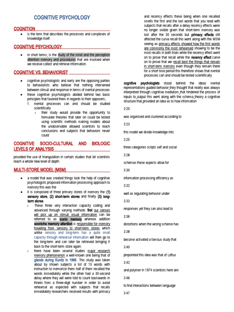 Cognitive Psychology | Download Free PDF | Cognitive Psychology | Recall (Memory)