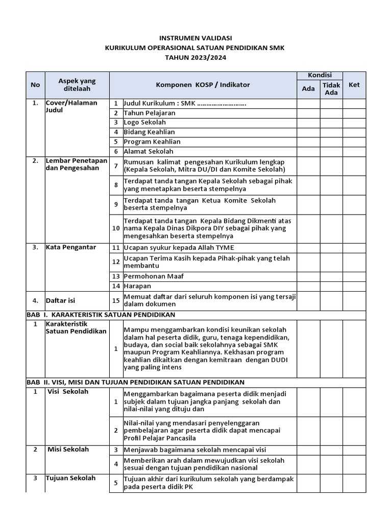 Verifikasi KOSP 2023-2024 | PDF