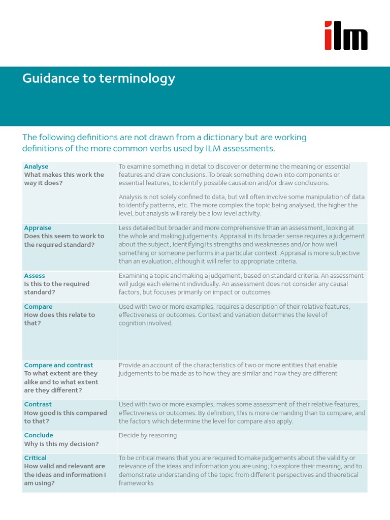 ILM Verb Sheet | PDF | Reason | Information