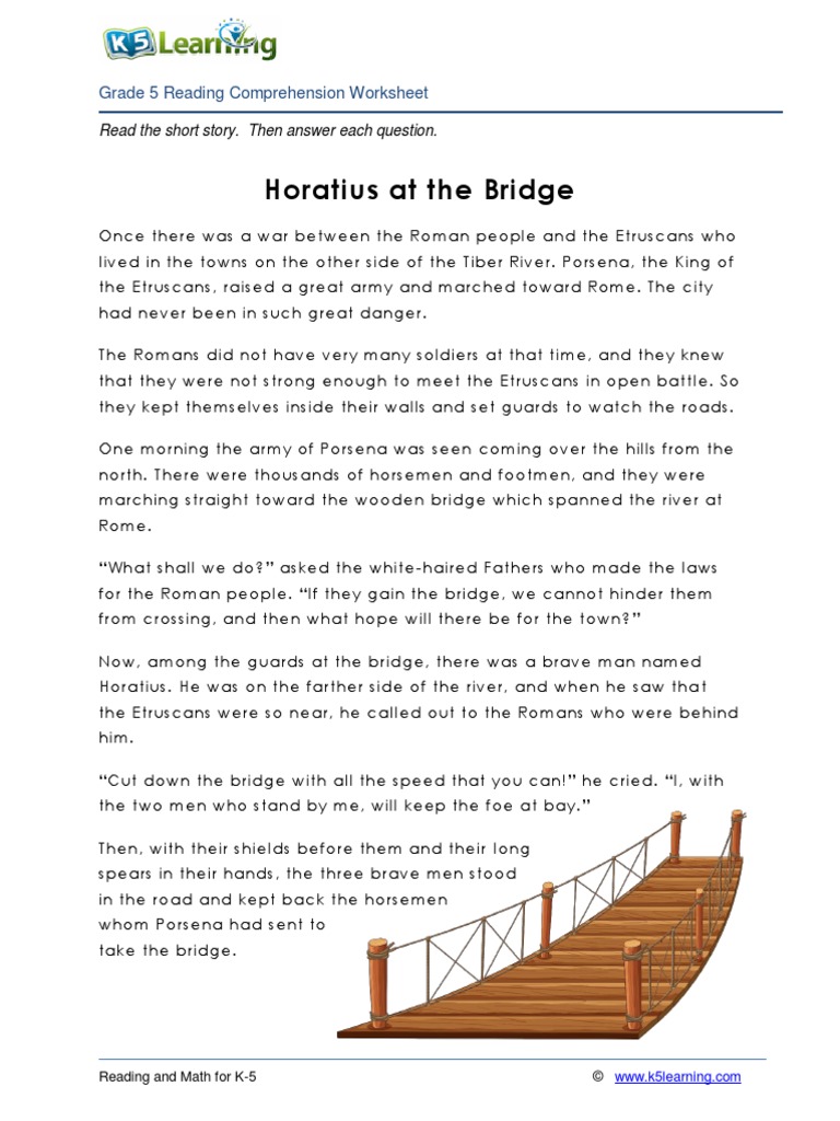 09reading Comprehension Worksheet and Kids Fable - Horatius at The ...