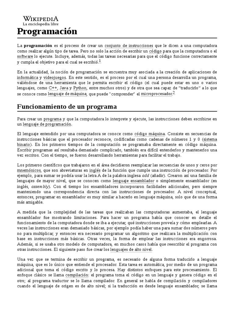 Programación | PDF | Programación de computadoras | Compilador