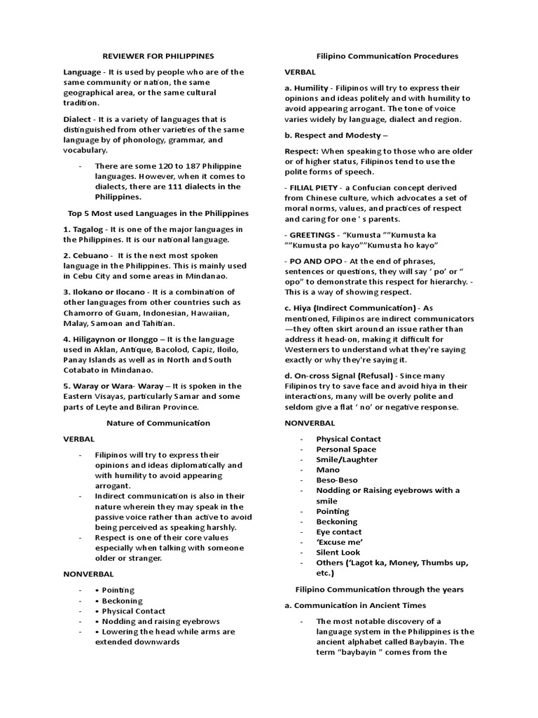 REVIEWER | PDF | Philippines | Tagalog Language REVIEWER | PDF | Philippines | Tagalog Language