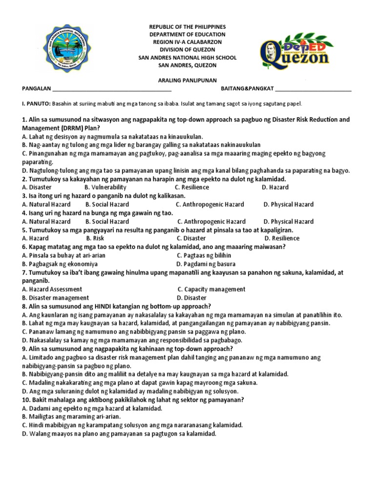 Quiz 3 Disaster Management | PDF