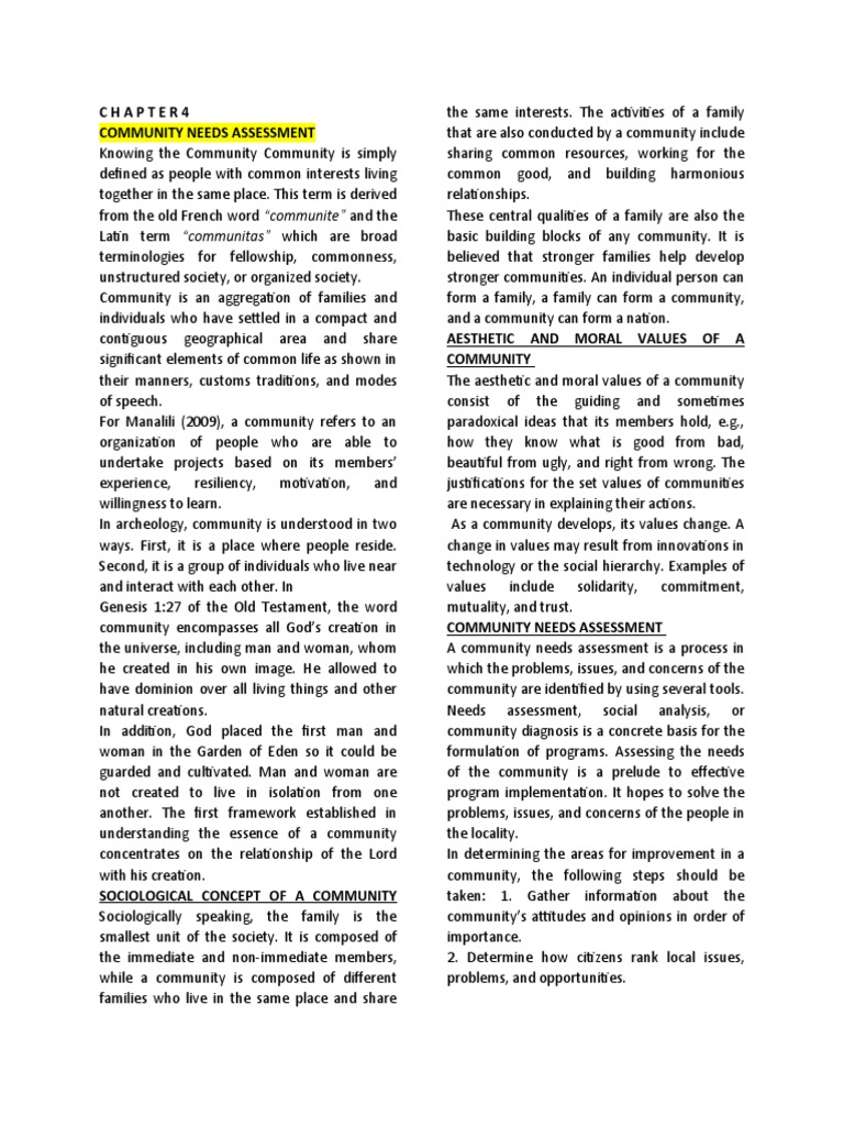 Community Needs Assessment | PDF | Survey Methodology | Needs Assessment