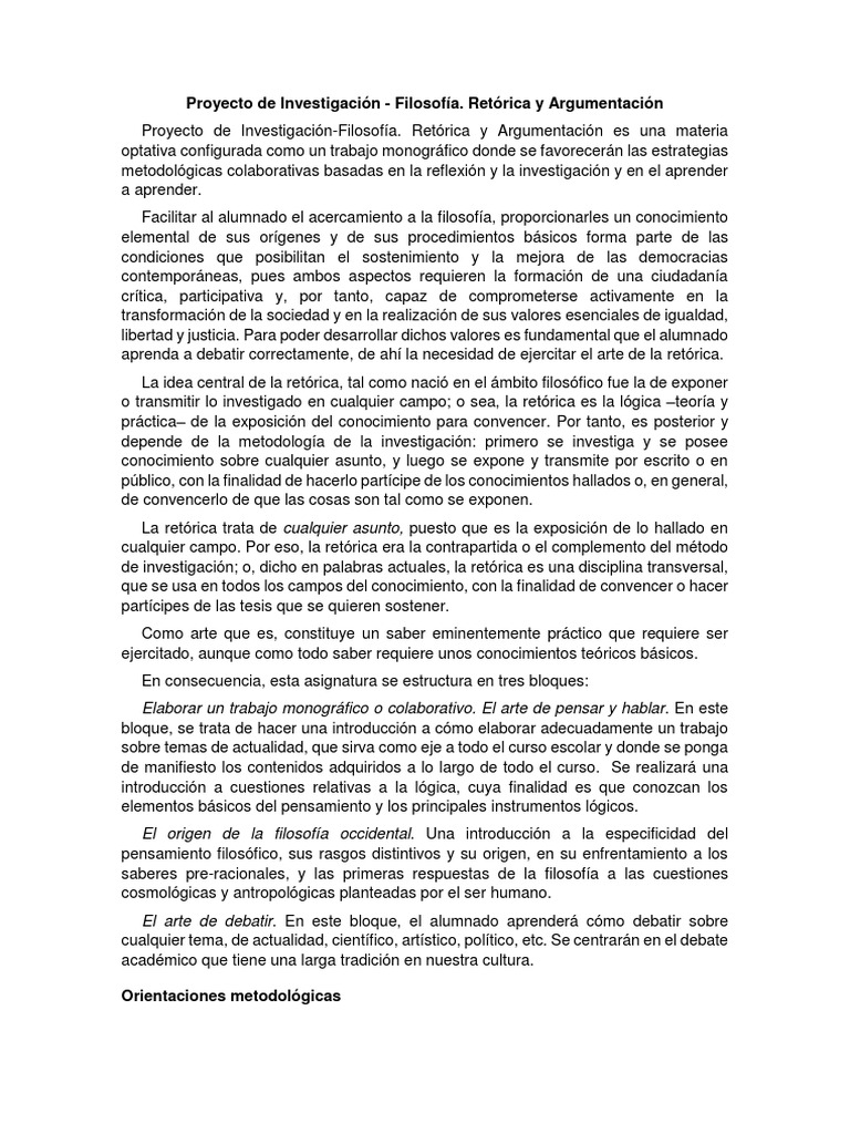 Filosofía y Retórica en la Educación | PDF | Pensamiento | Retórica