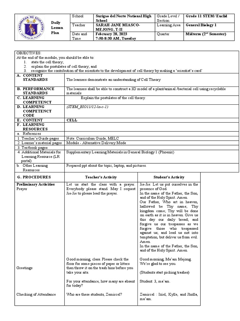Miasco-Dlp-Co3-22-23 Final | PDF | Cell (Biology) | Life