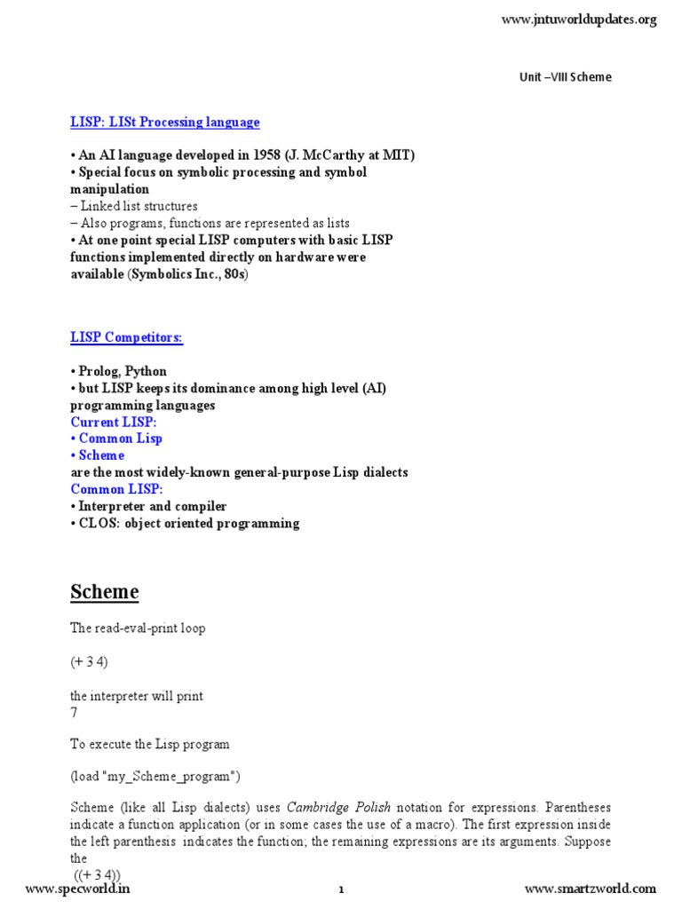 PPL Unit Viii | PDF | Scheme (Programming Language) | Mathematical Logic PPL Unit Viii | PDF | Scheme (Programming Language) | Mathematical Logic