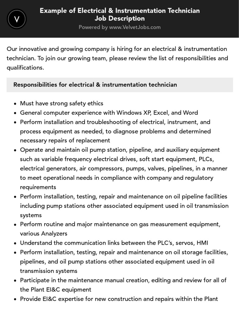 Electrical & Instrumentation Technician Job | PDF | Programmable Logic ...