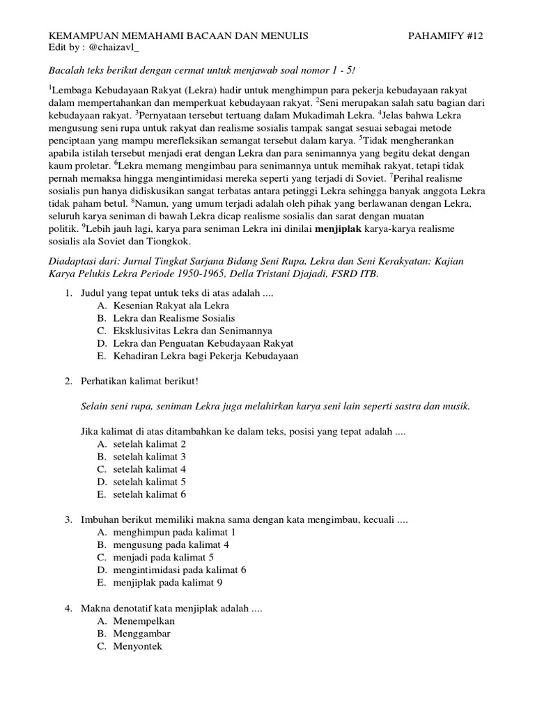 Kemampuan Memahami Bacaan dan Menulis | PDF