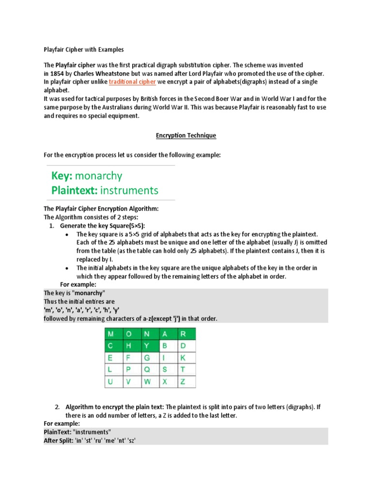 Playfair Cipher With Examples | PDF | Applied Mathematics | Computer ... Playfair Cipher With Examples | PDF | Applied Mathematics | Computer ...