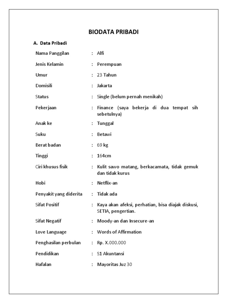 CV Taaruf Alfi | PDF