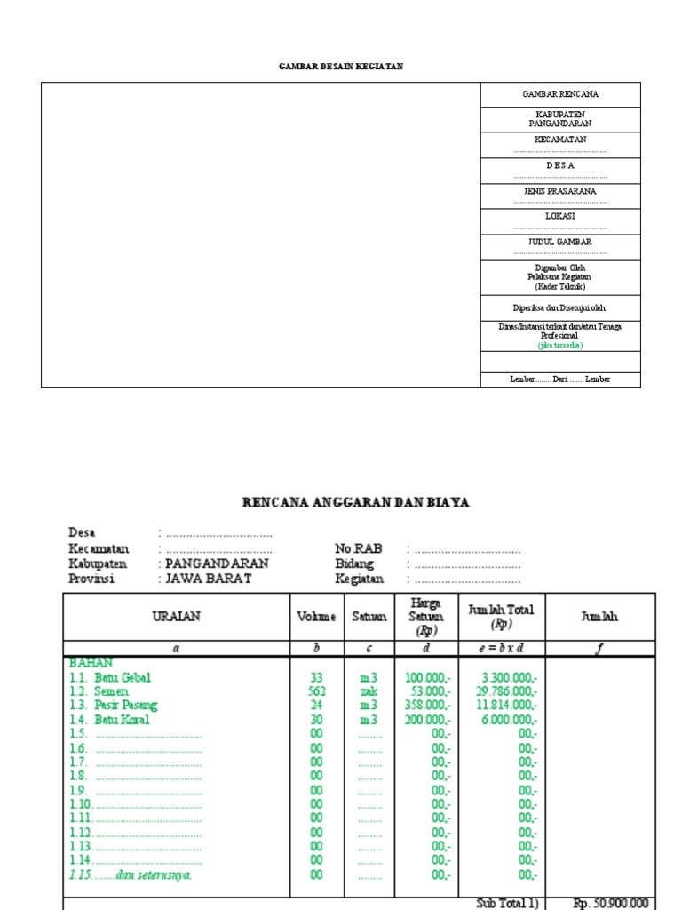 FORM 12-13. - Gambar Desain Dan RAB Kegiatan | PDF