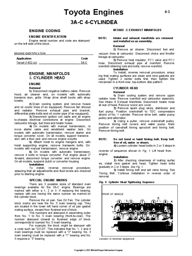 Manual de Mecánica Toyota 3A | Download Free PDF | Piston | Belt ...