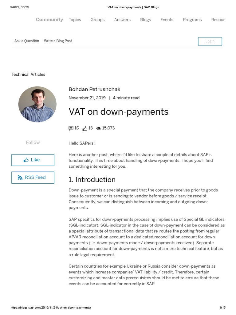 VAT On Down-Payments - SAP Blogs | PDF | Value Added Tax | Taxes