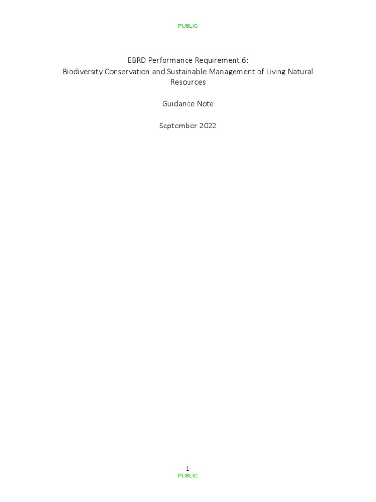 PDF Guidance Note Ebrd Performance Requirement 6 | PDF | Biodiversity | Conservation Biology