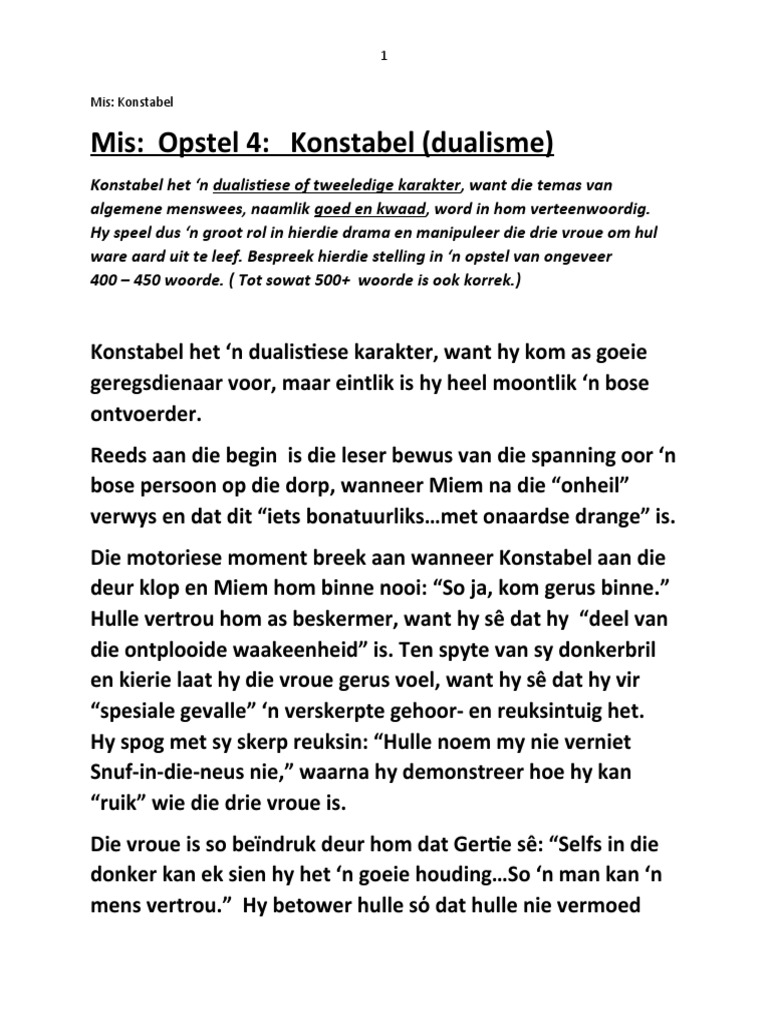 Mis Opstel 4 KONSTABEL | PDF